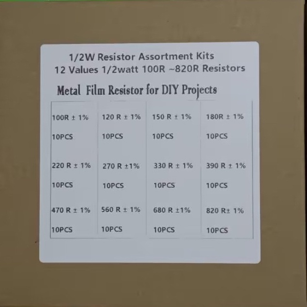 1Box 1/2W Resistor Accuracy ± 1% Assortment Kits 12 Values 1/2watt 0.1R-0.82R 1R-8.2R 10R-82R ...