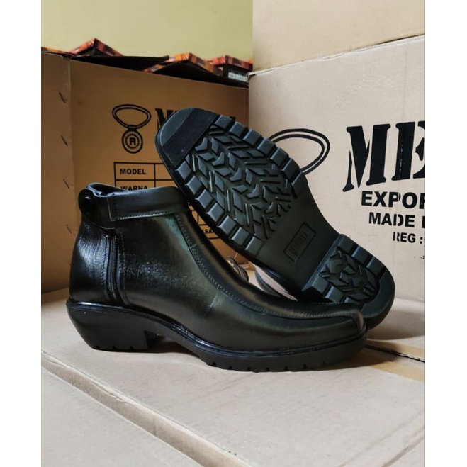 GENUINE LEATHER SHOES FOR MEN WITH PDH MEDAL POLICE TNI SECURITY SATPAM ...