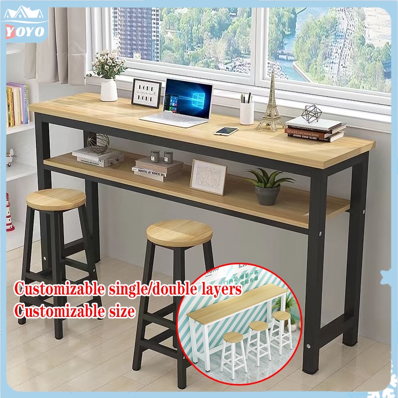 Simple double-layer bar table home wall table living room small bar ...