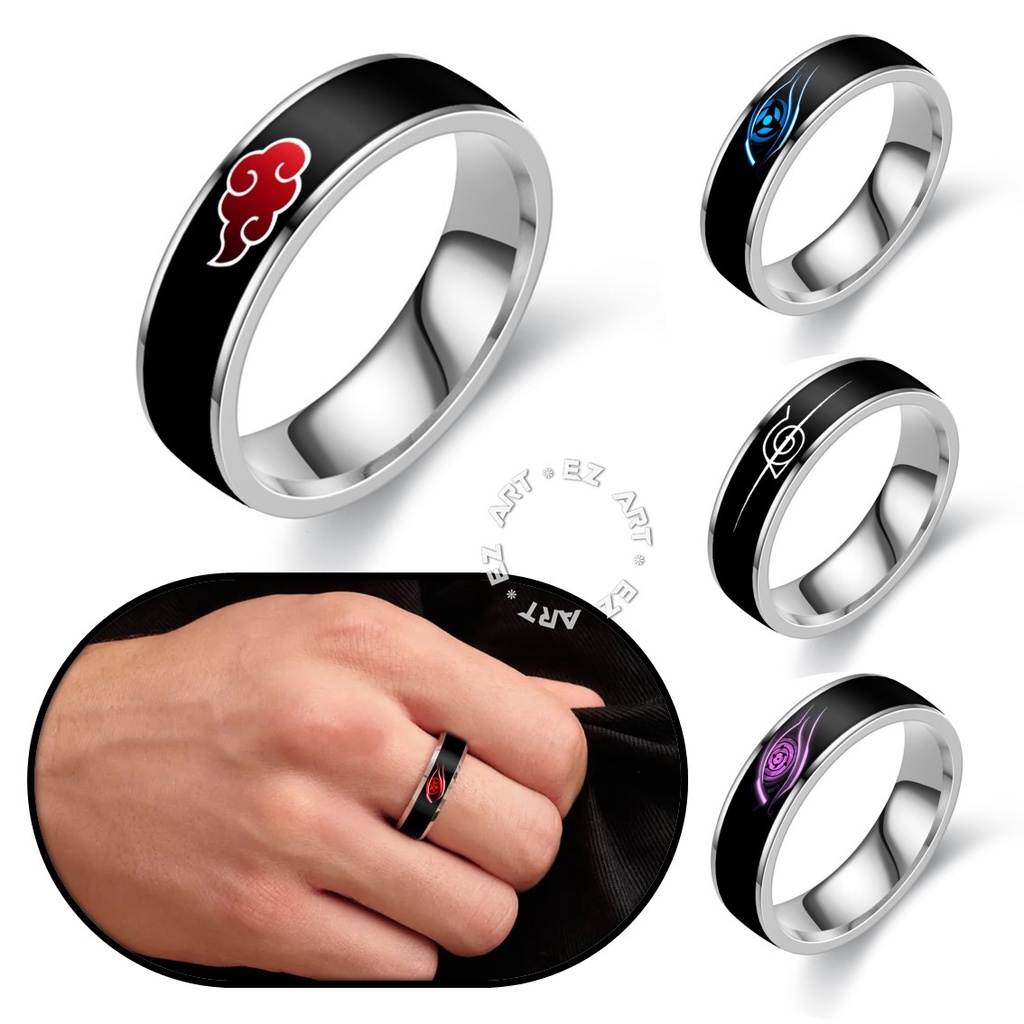 Naruto SHARINGAN ANIME COSPLAY Ring AKATSUKI LOGO STAINLESS STEEL ...
