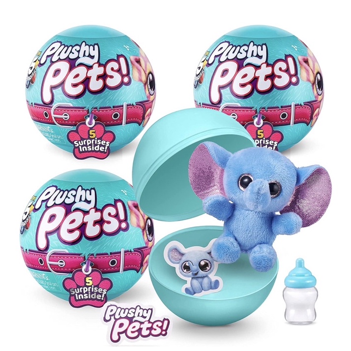 5 Surprise Plushy Pets Series 1 by ZURU Cute Stuffed Animal Toys ...