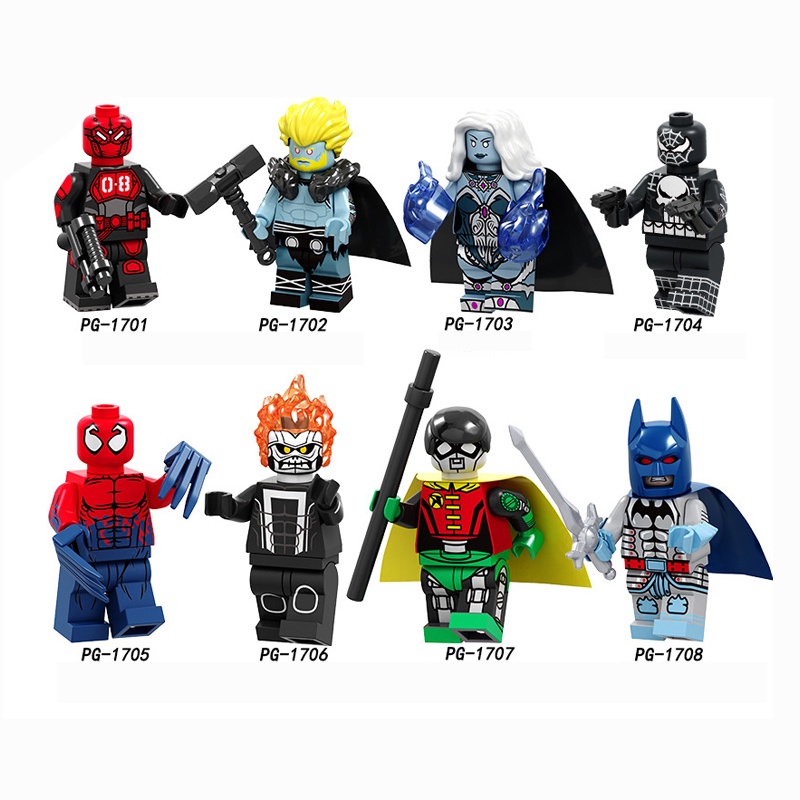 Super Heroes Brick Spider Mr.8 Punisher Ghost Rider Man Figure Building ...