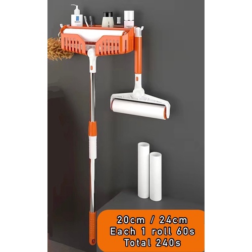 1 long+ 1 Short Lint Roller Extendable Mop & handheld stick Dust ...