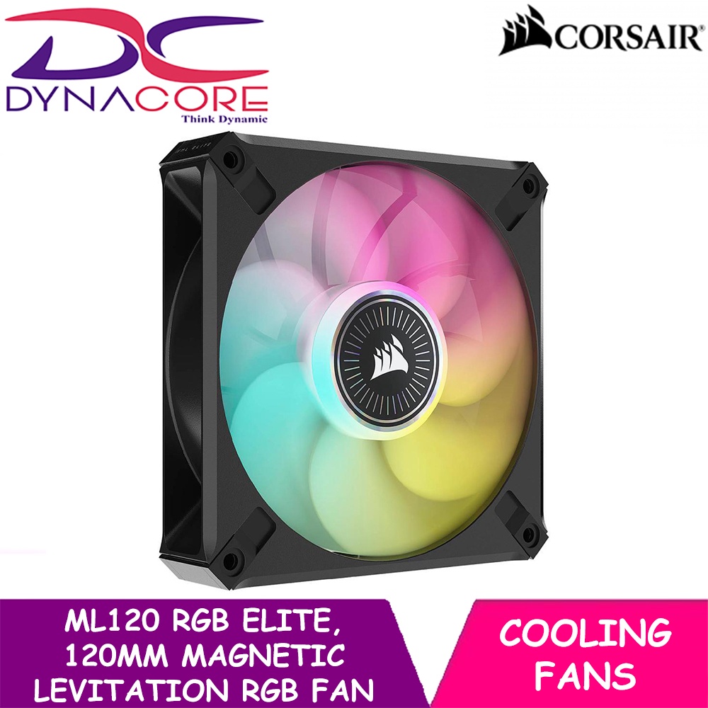 DYNACORE - CORSAIR ML120 RGB ELITE, 120mm Magnetic Levitation RGB Fan ...