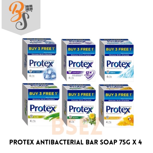 Protex Antibacterial Bar Soap 75g x 4 (Eliminates 99.9% bacteria ...