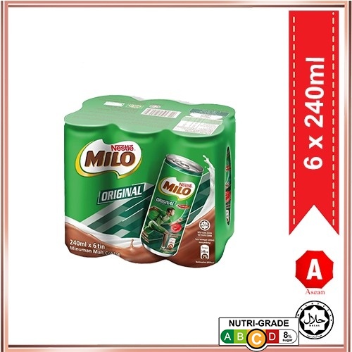 MILO CAN DRINK ORIGINAL ENERGY RECHARGE (6X 240ML) BEVERAGE FOR ALL AGE ...