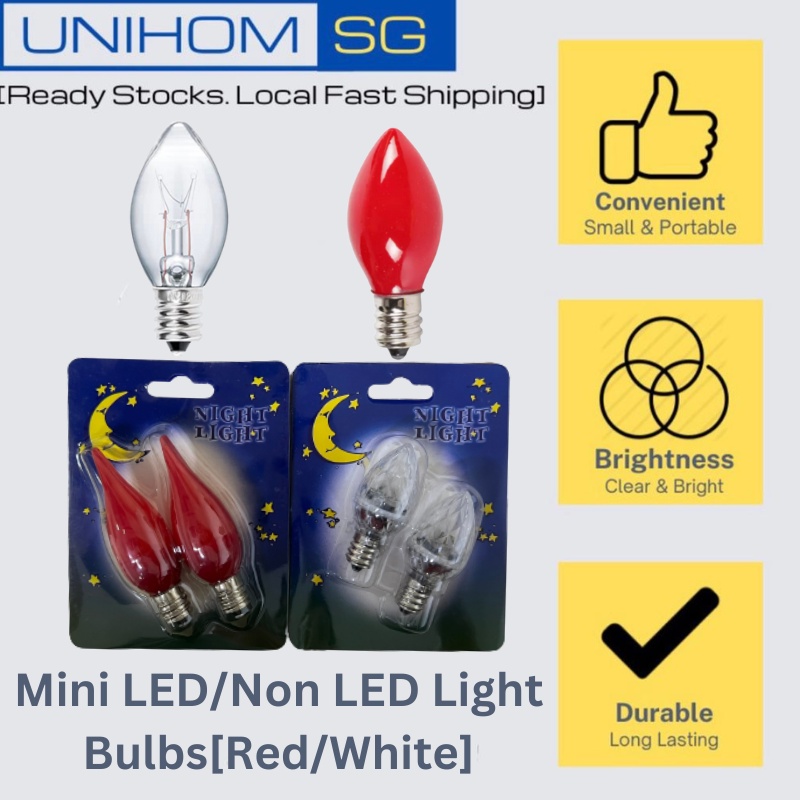 UnihomSG [ReadyStock] KTY Mini Light Bulb C7E12 Red/White [Bundle of 10 ...