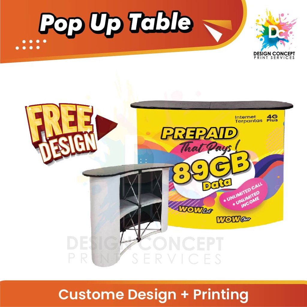 Pop Up Table / Pop Up Table / Pop Up Counter Booth With Printing (FREE ...