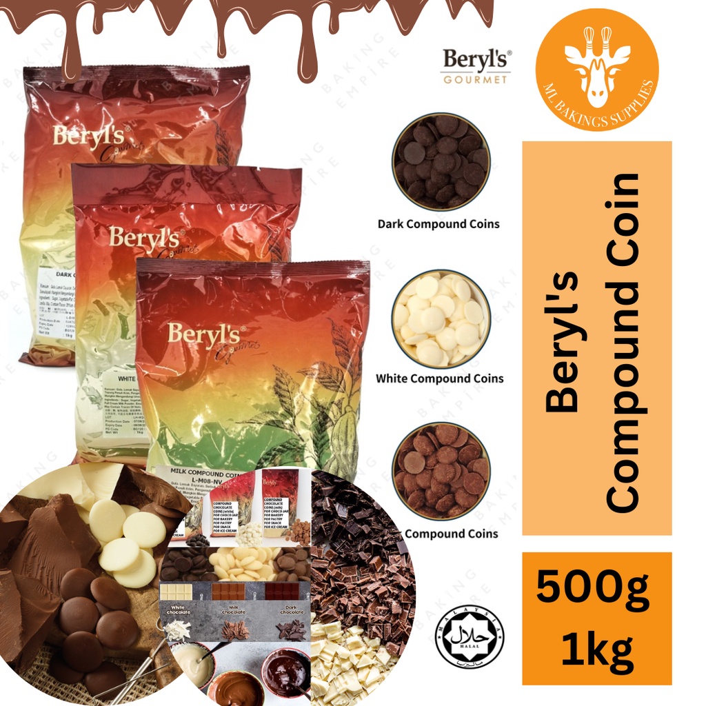 Beryl's Compound Coin 500g, 1KG (DARK, MILK, WHITE) | Shopee Singapore