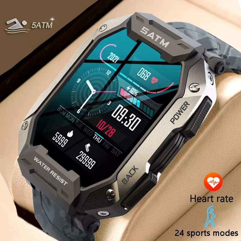 LIGE C20 Military Smart Watch Men Carbon Black Ultra Army Outdoor IP68 ...