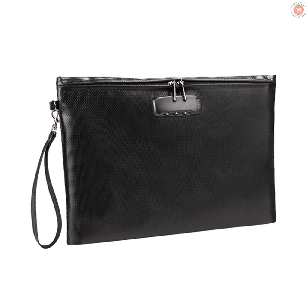 Fireproof Document Bag with Lock Money Safety Organizer Zipper Closure ...