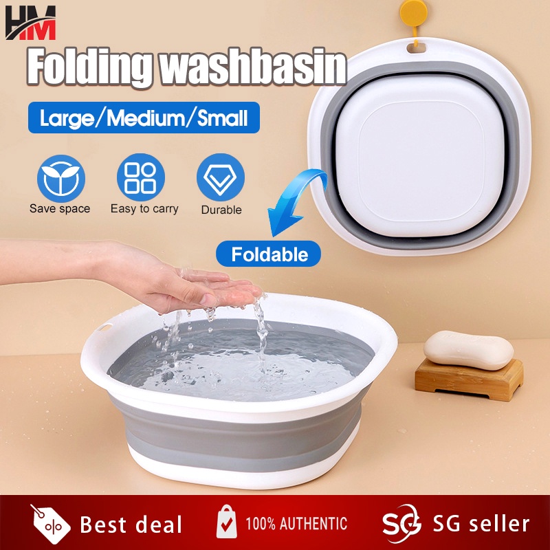 【SG Stock】Premium Square Portable Collapsible Basin Pail Foldable Wash ...