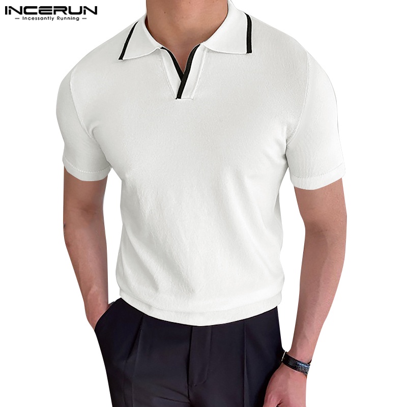 INCERUN Men's Japanese Style Collared Short Sleeve Loose Polo Shirts ...