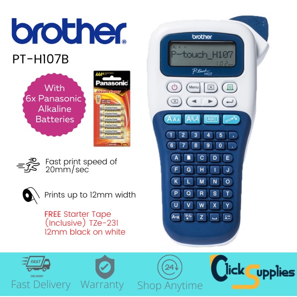 Brother Label Printer PT-H107B Portable Handheld Laminating Stickers ...