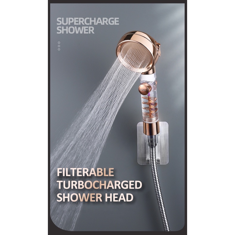 Turbocharged Shower Head 3 Mode High Pressure Adjustable Filtering ...