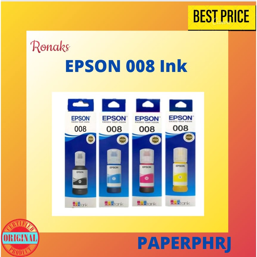 Epson 008 Original Ink Bottle Black Cyan Magenta Yellow for L15150 ...