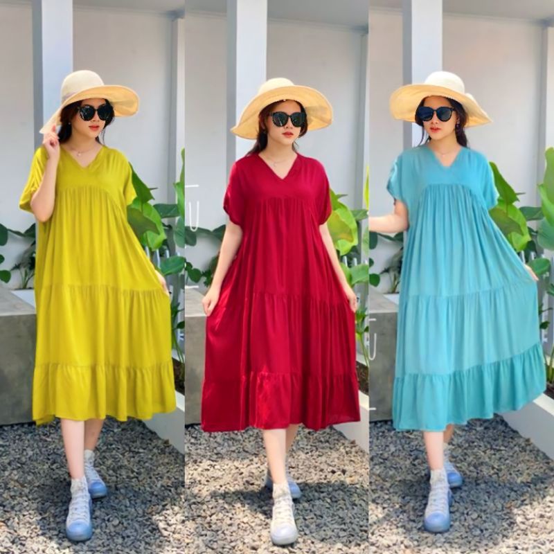 Masayu Home Dress Premium Rayon Daster - Virall Daster - Jumbo Plain ...