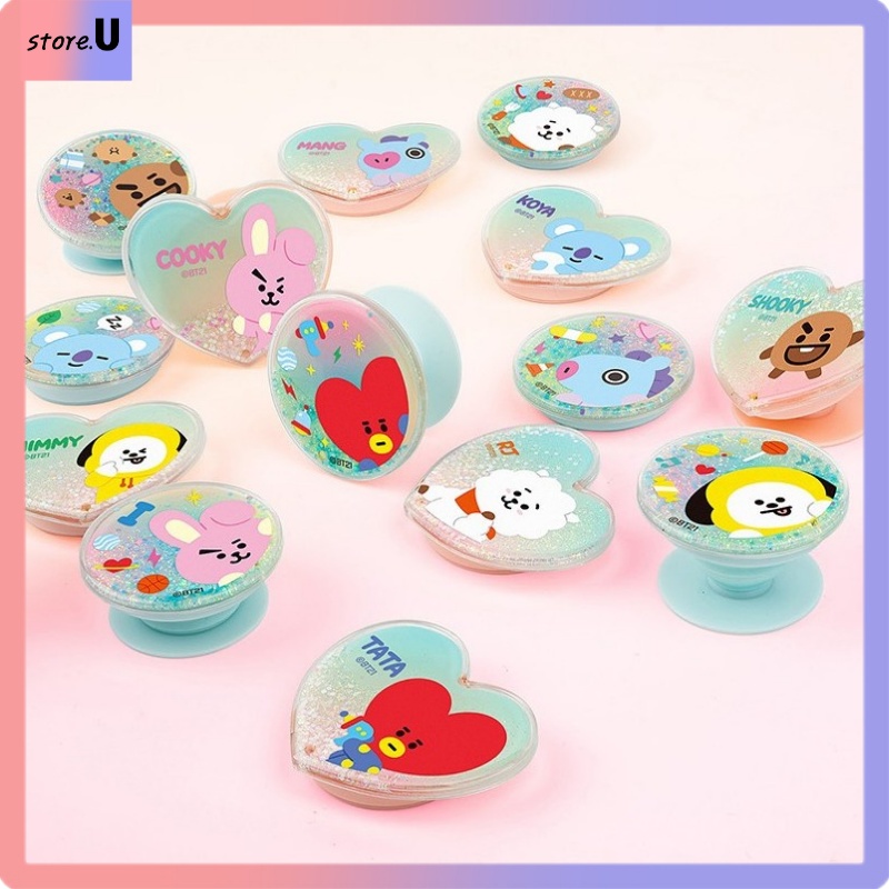 K-POP BT21 Genuine Bling Party Mobile Phone Griptok Holder 2 Type ...