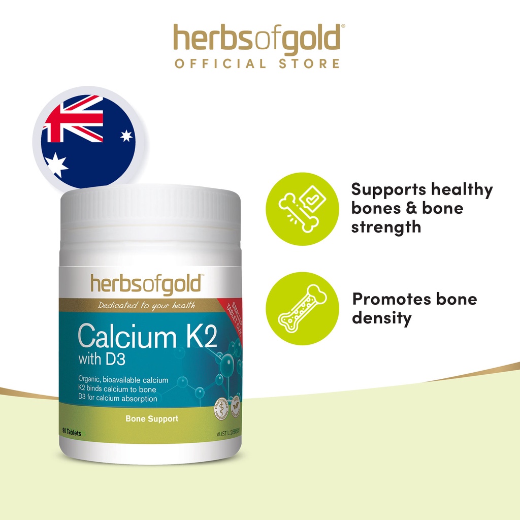 Herbs of Gold Calcium K2 with D3 90s (EXP 12-2025 / 03-2028) - Healthy ...