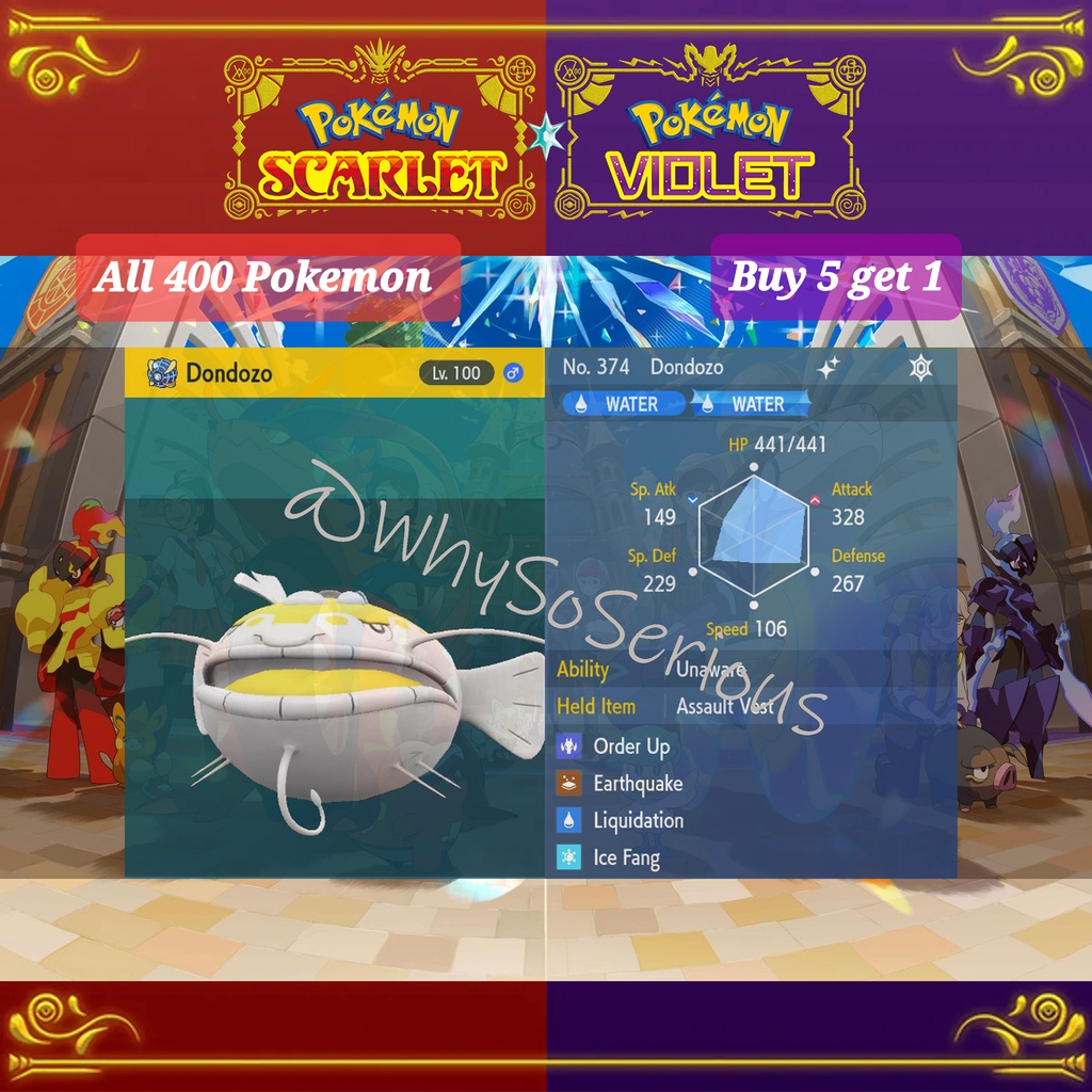Pokemon Scarlet and Violet Shiny Battle Ready Dondozo (Digital Game ...