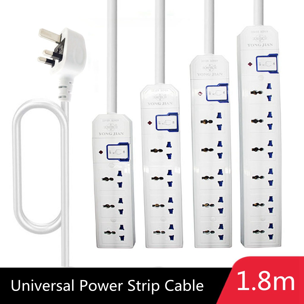 Universal Electrical Rewire Power Strip with Cable 1 3 4 5 6 Outlets ...