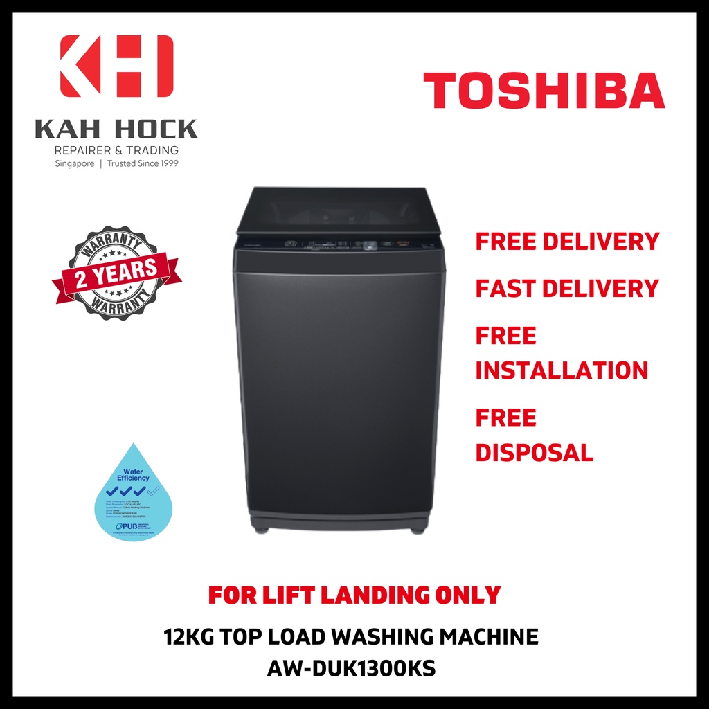 TOSHIBA 12KG TOP LOAD WASHING MACHINE AW-DUM1300KS - FREE INSTALL ...