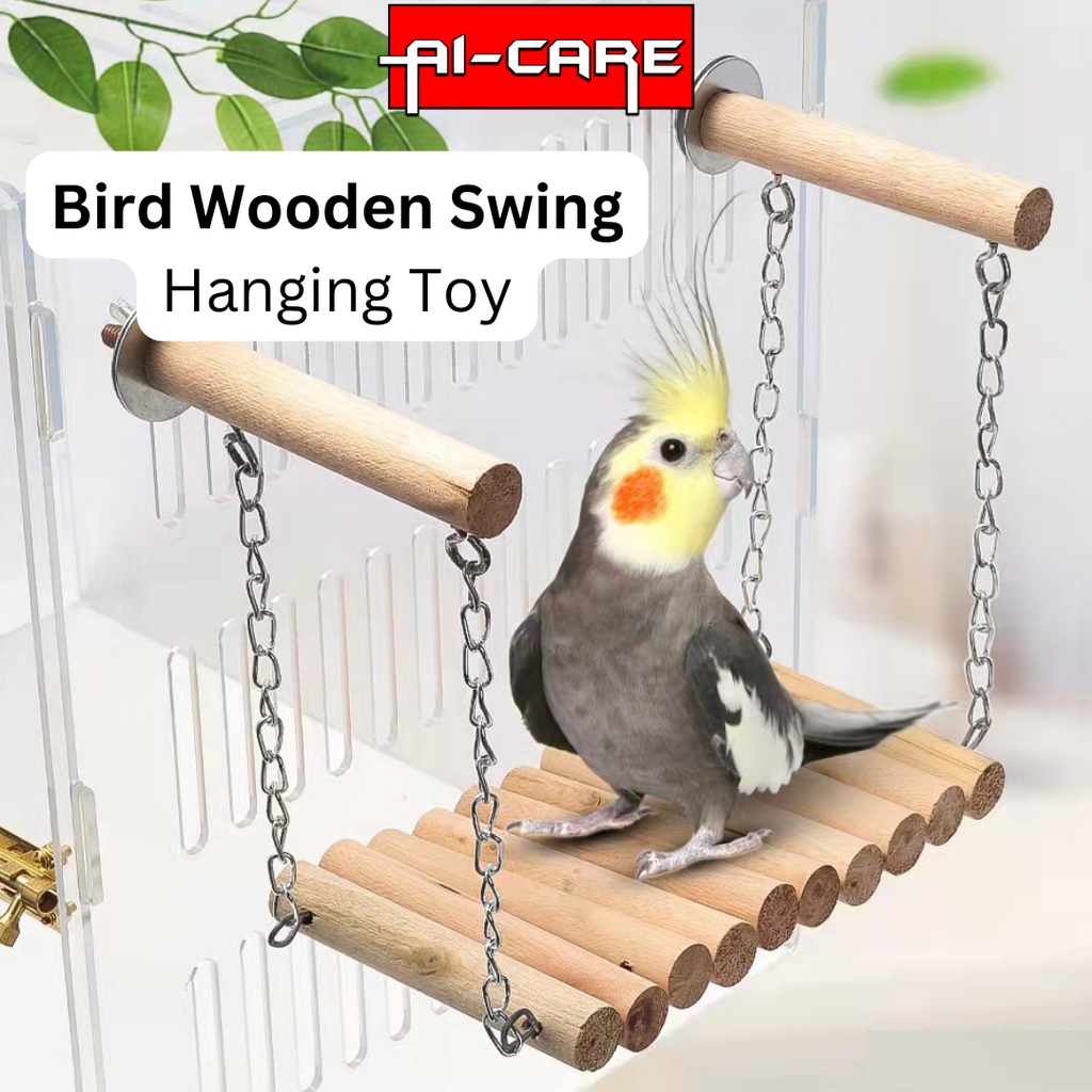 Bird Swing Toy Double Hanging Pole With Screw Parrot Parakeet Budgie ...