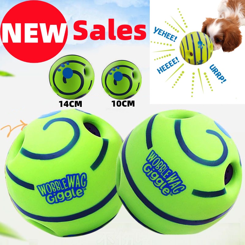 🔥🔥🔥Ready Stock Dog Toy Wobble Wag Giggle Glow Ball Interactive Fun ...