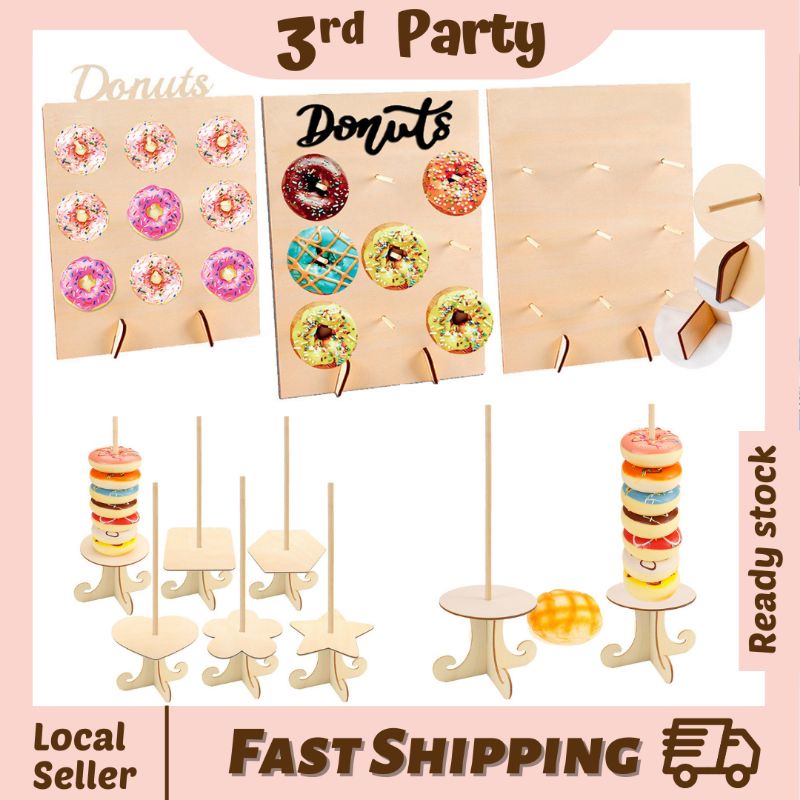 Wooden Donut Display Stand Doughnut Wood Stand Rack Birthday Wedding ...