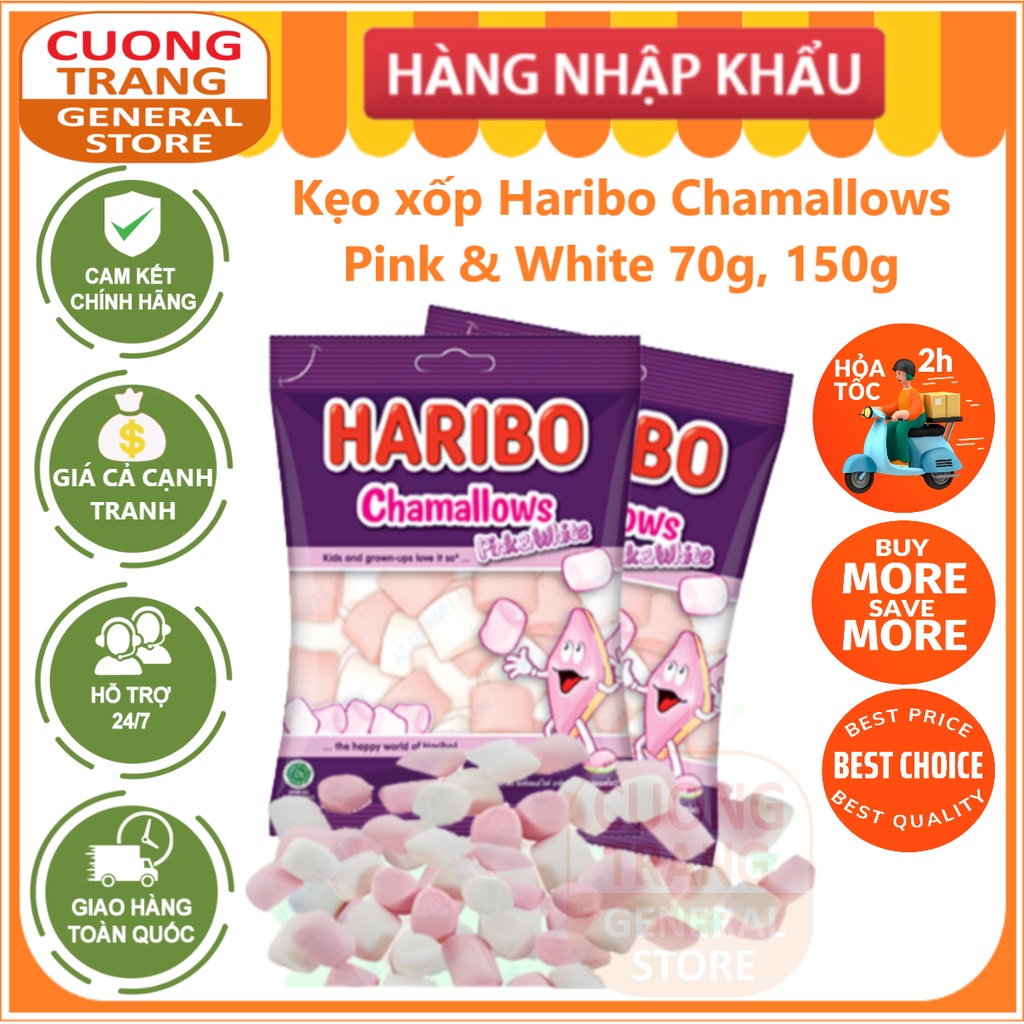 Haribo challows pink white sponge candy 70g, 150g | Shopee Singapore
