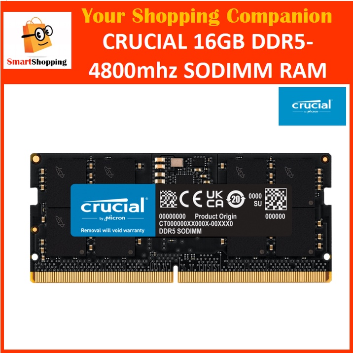 Crucial 16GB DDR5 4800 mhz SODIMM RAM for Laptops - CT16G48C40S5 ...