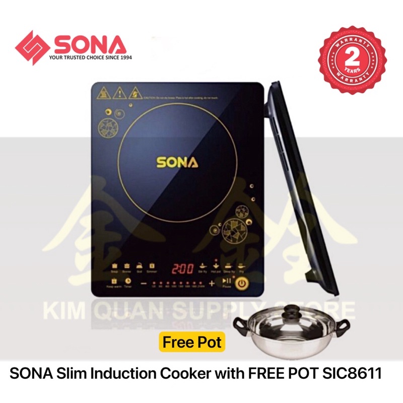 SONA Slim Induction Cooker with FREE POT SIC8611 | SIC 8611 [Two Years ...