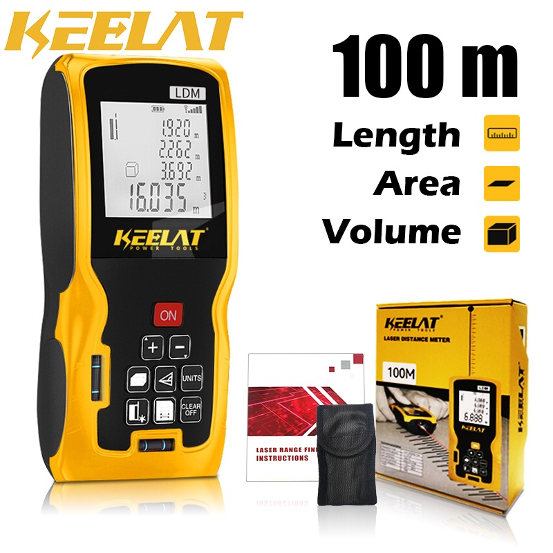 KEELAT Digital Laser Distance Meter 100m Rangefinder Ruler Range Finder ...