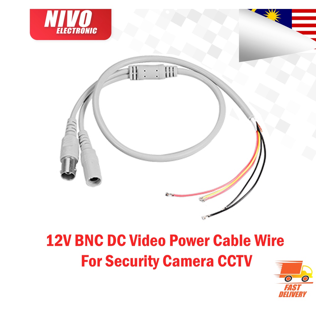 Power Video Cable BNC DC Head Connector to Stripped Wire cctv end cable ...