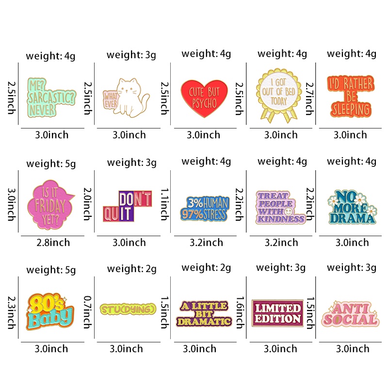 Creative Colorful Quotes Text Enamel Pins Funny Medal Heart Inspiring ...