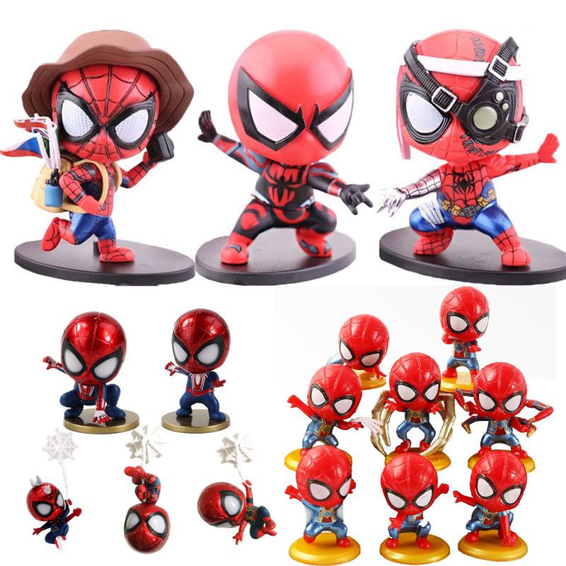 Marvel Spiderman Iron Spider man Q Version Super Hero Figurine PVC ...