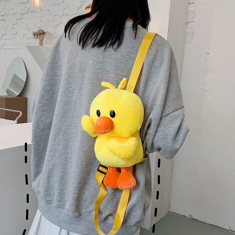 Kawaii Little Yellow Duck Plush Backpack Stuffed Toy Animal Duck Bag ...