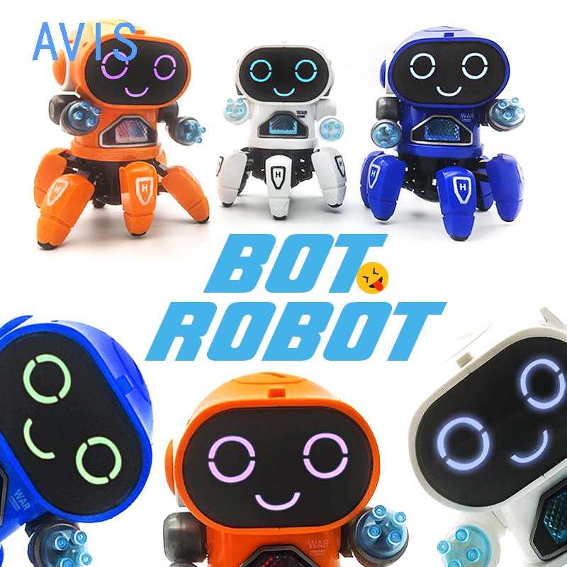 Smart Dancing Robots Humanoid Flash Lights Mini Six Claw Walking Toy ...