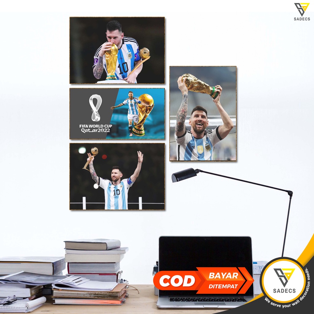 SADECS - Room Wall Decoration Display Wooden Poster LIONEL MESSI Wall ...