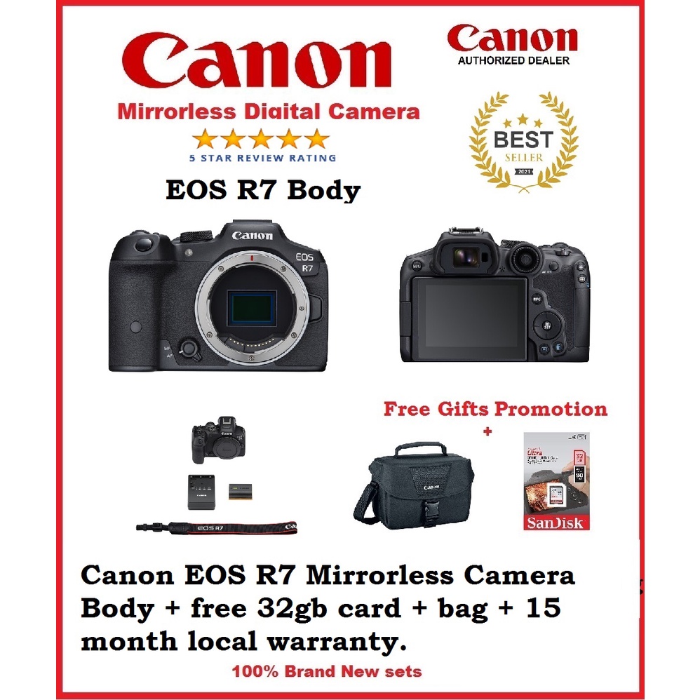 Canon EOS R7 Mirrorless Camera Body + free 32gb card + bag + 15 month ...