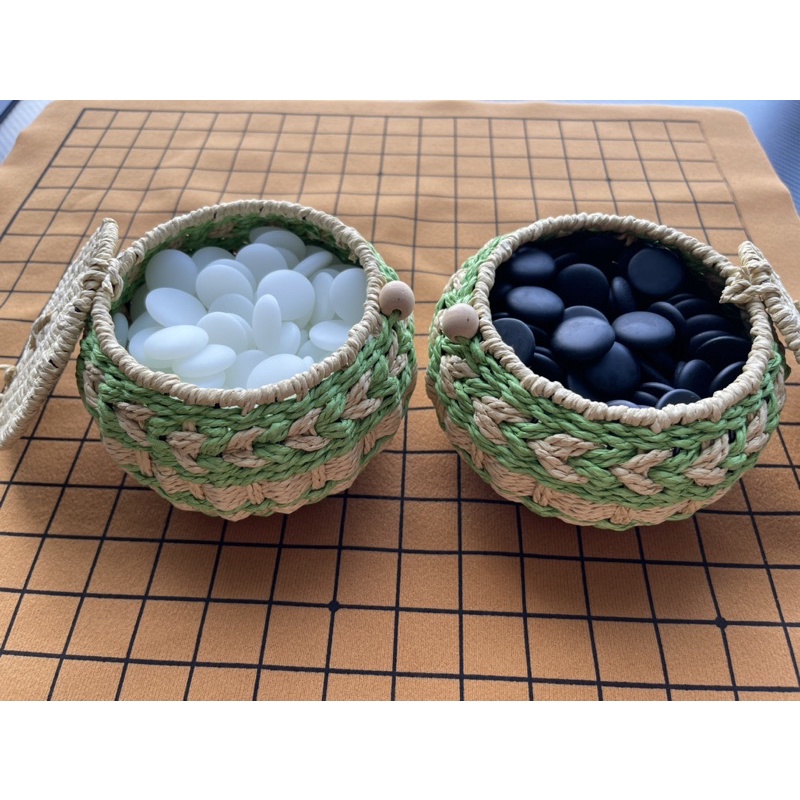 High-quality jade stone Go chess set with one curved side (with jar and ...