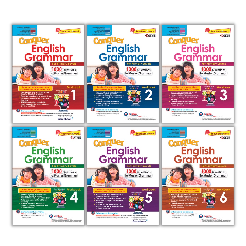 Conquer English Grammar For Primary Levels Workbook 1 - 6 | Skill-based | Primary English School ...