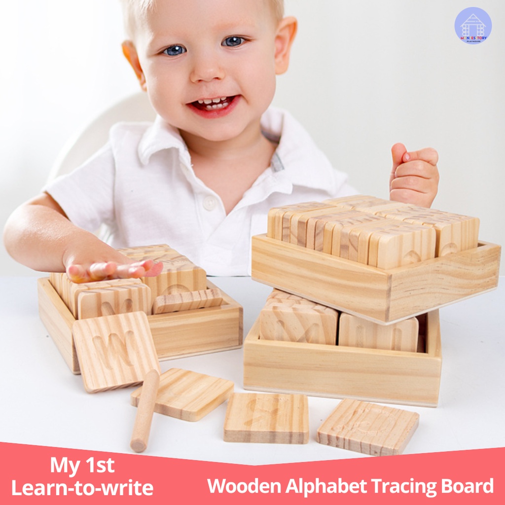 SG Wooden Alphabet Small Capital Letter Tracing Block Montessori Print ...