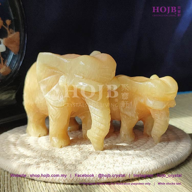 Hojb Yellow Jasper Wealthy Feng Shui Elephant 3-4inch (Nose Down ...