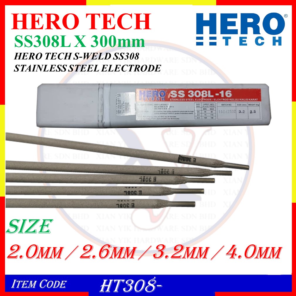 HT308 (0.3KG, 0.5KG, 1KG) E 308L-16 HERO TECH / FOX S-WELD STAINLESS STEEL WELDING ELECTRODE ...