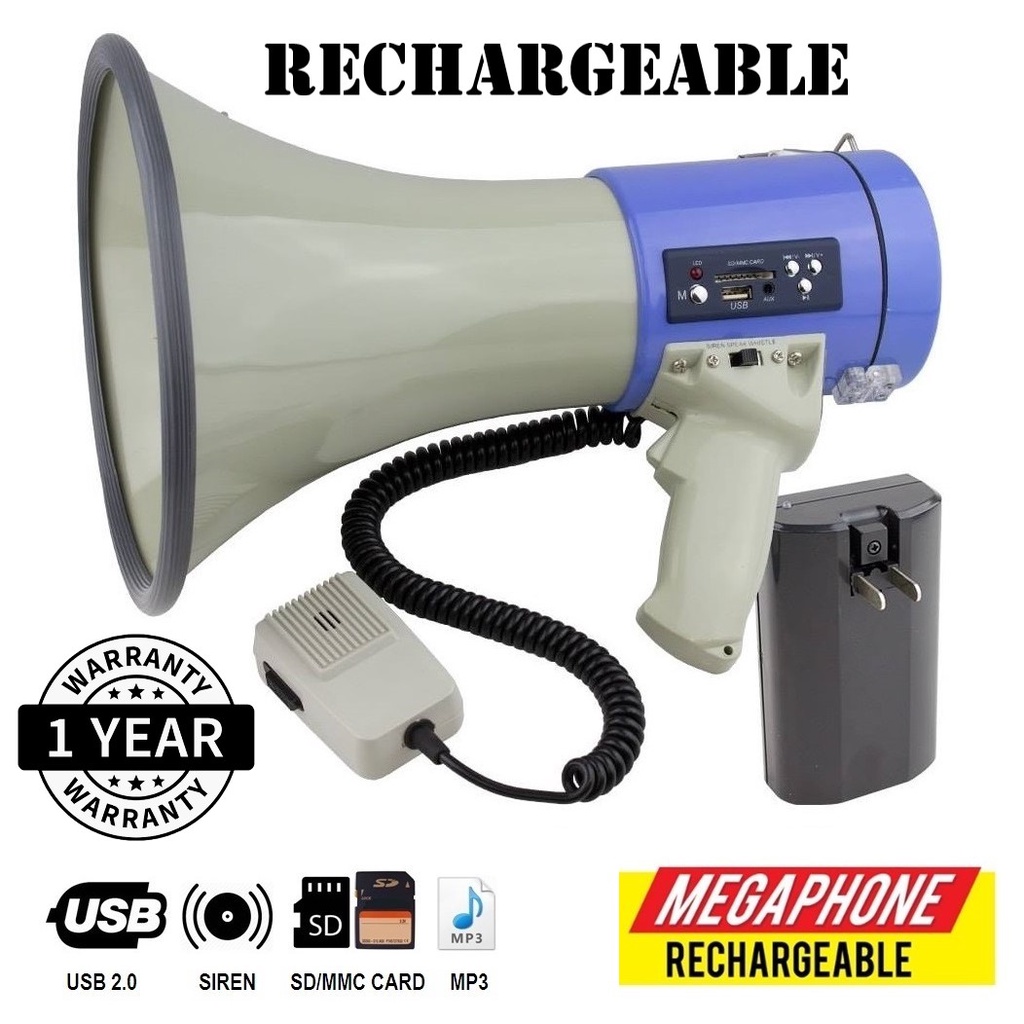 PAMPDX-SR88SU Power Megaphone Loud Hailer with Siren, USB, SD, Aux ...
