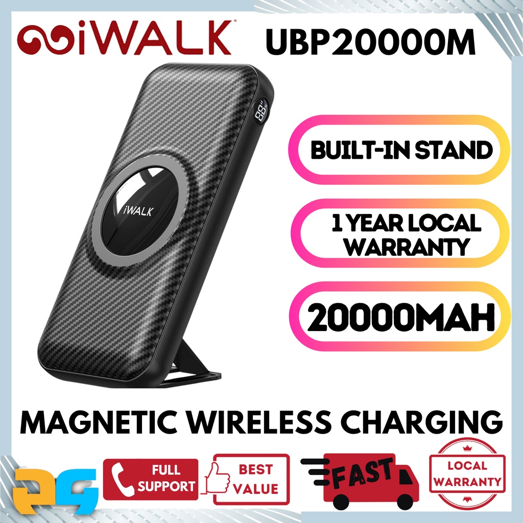 iWalk Magnetic Wireless Power Bank Powerbank Built-in Stand UBP20000M ...