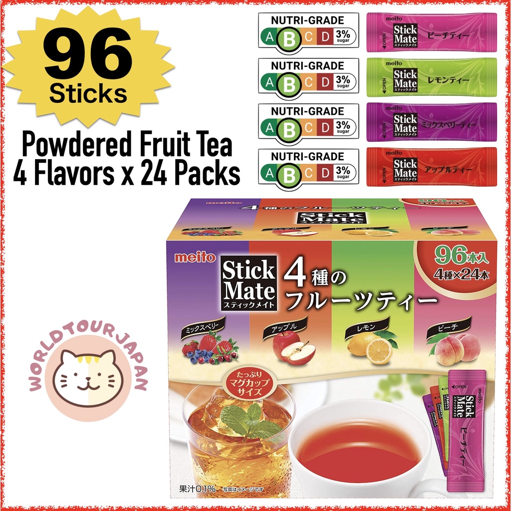 MEITO StickMate Fruit Assort Set 96 packs / 4 types x 24 packs / Powder ...