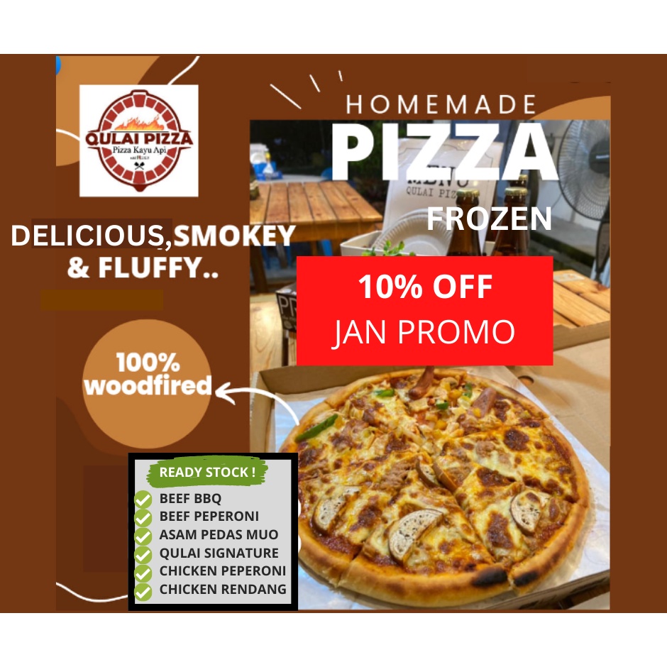 Pizza Kayu Api 10 inch Homemade Frozen Halal Beef Pepperoni/ Hawaiian ...