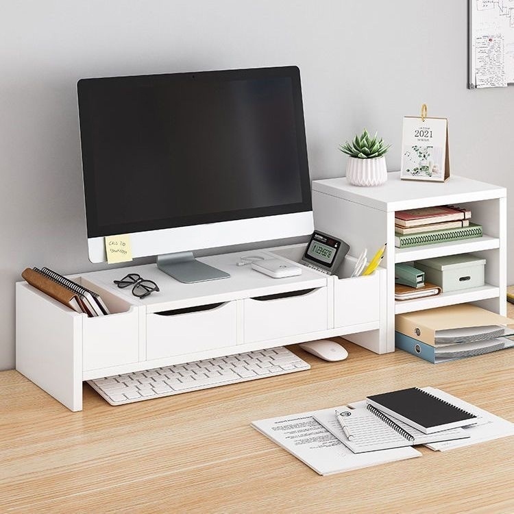 YOULITE Wooden Monitor Stand With Drawer monitor Riser Desktop ...